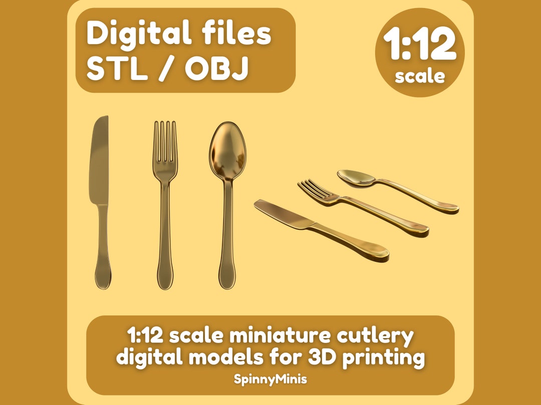 Digital Files - 1:12 Miniature Cutlery - Model for 3D Resin Printing ...