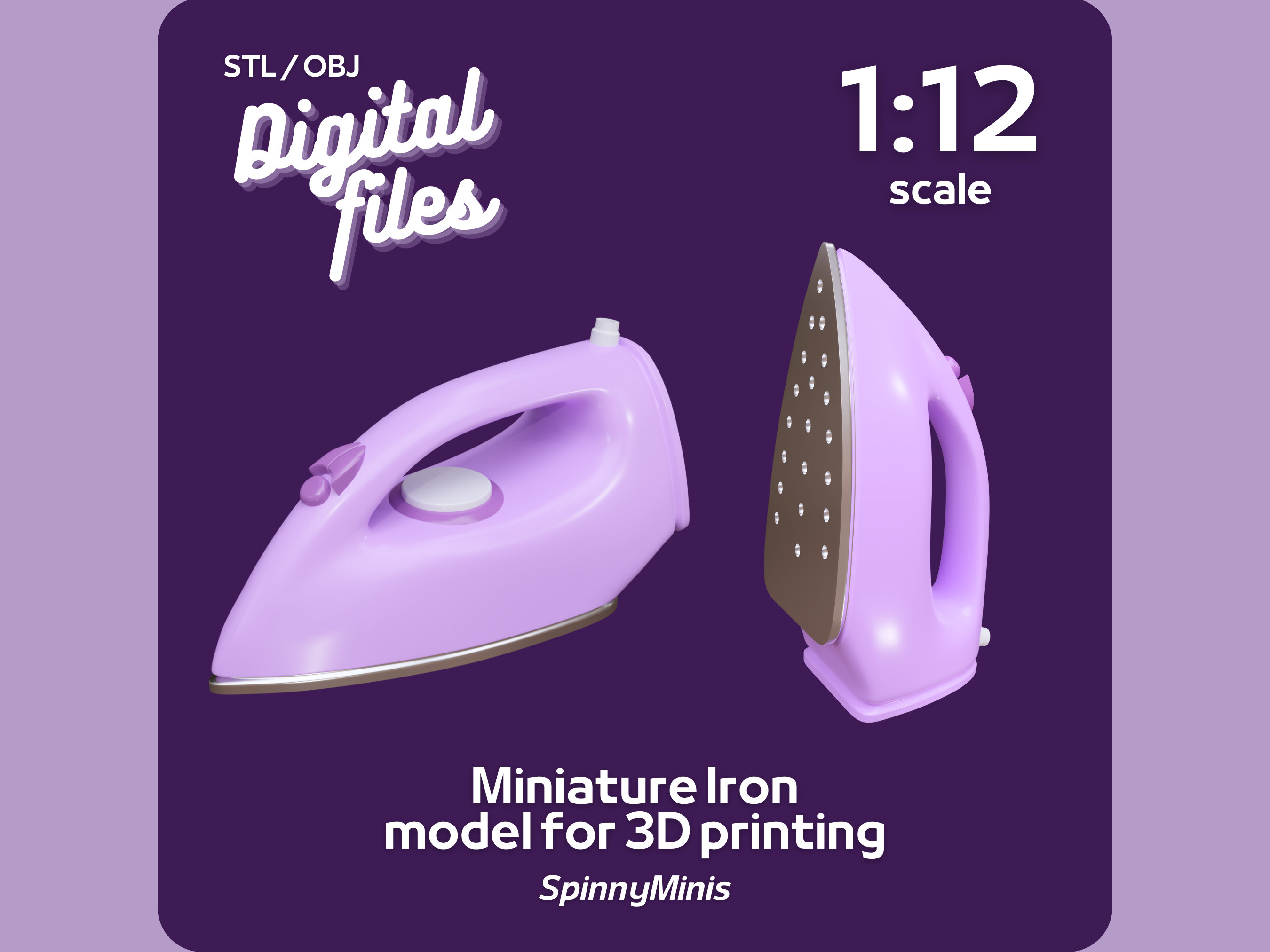 Digital Files 1:12 Miniature Modern Iron Models for 3D Printing STL ...