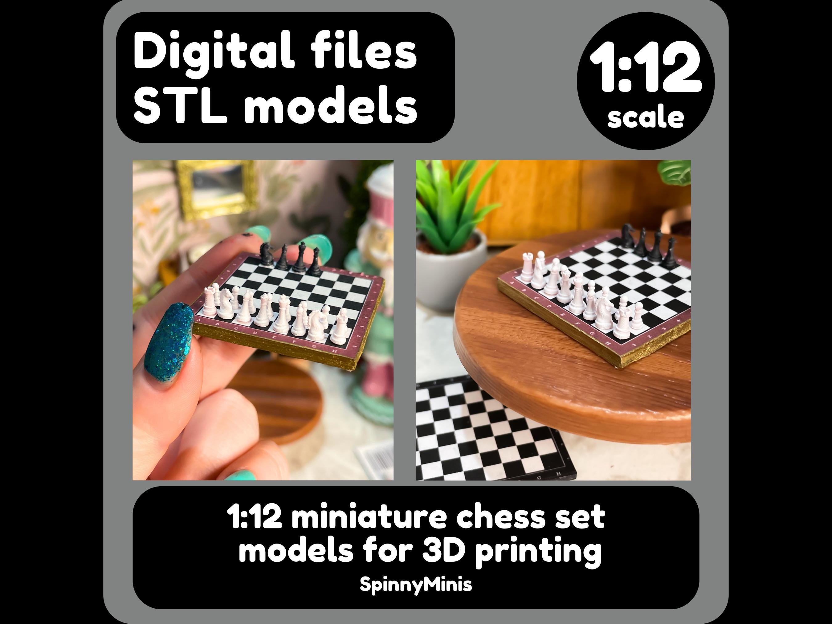 Digital Files - 1:12 Miniature Chess Set - Pieces and Board - Models ...