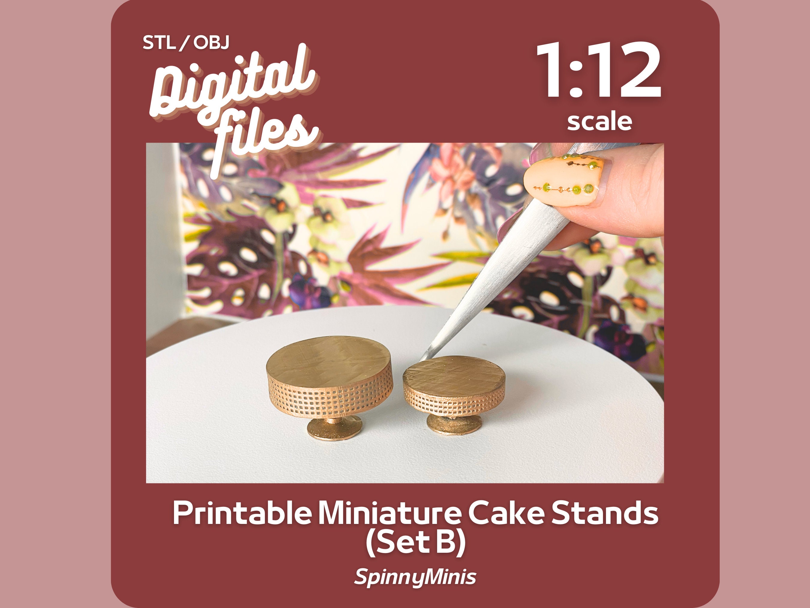 Digital Files 1:12 Miniature Cake Stands set B Art Deco Style Models ...