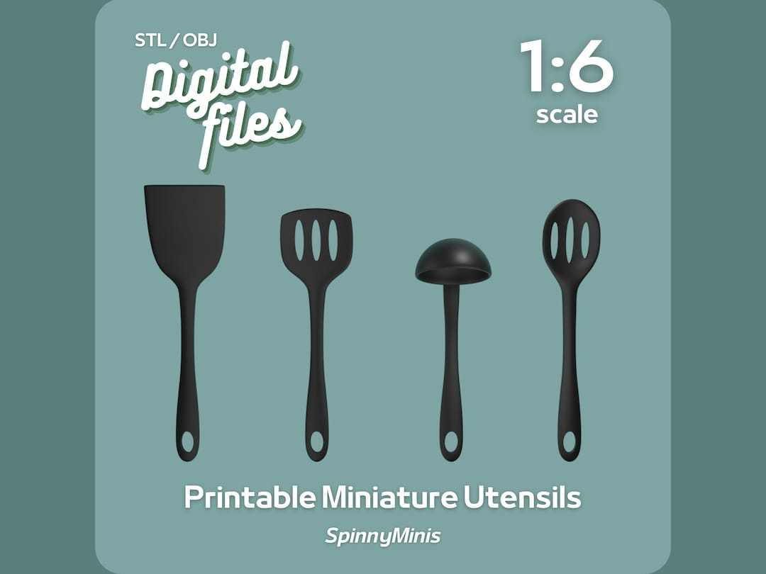 Digital Files - 1:6 Miniature Kitchen Utensils - Soup Spoon, Slotted ...