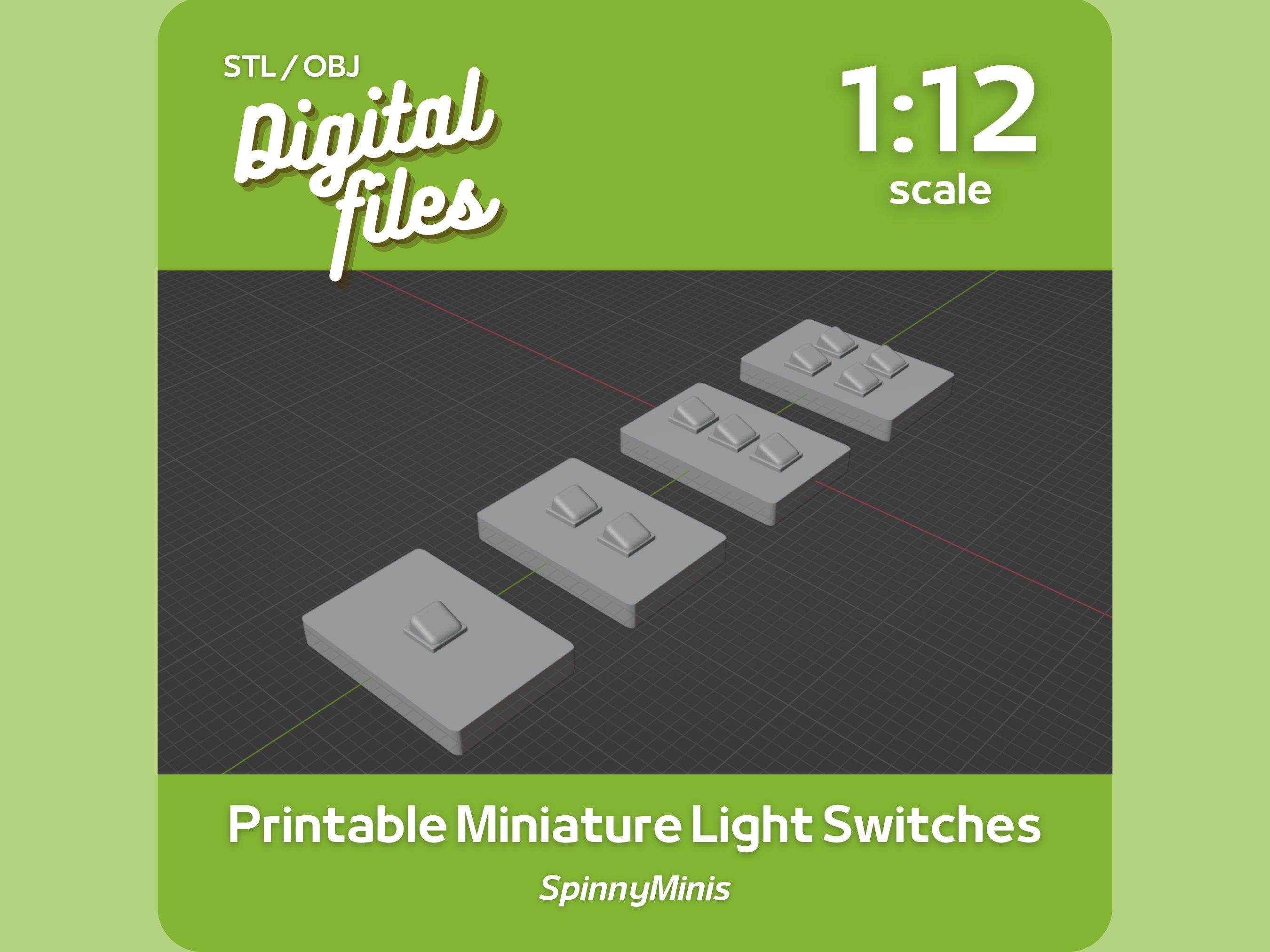 Digital Files - 1:12 Miniature Light Switches - Models for 3D Printing ...