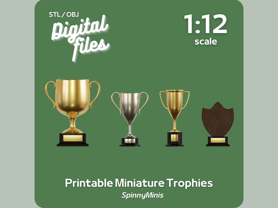 Digital Files - 1:12 Miniature Trophies Four Styles - Models for 3D ...
