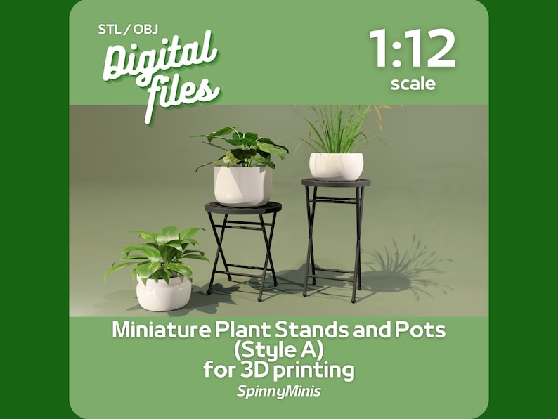 Digital Files - 1:12 Miniature Plant Stands & Pots - Style A - Models ...