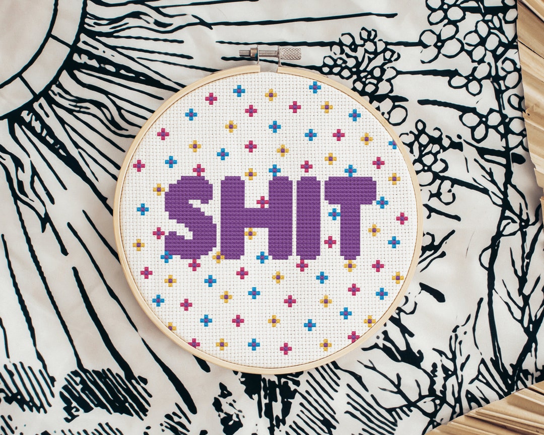 Retro Shit Cross Stitch PDF Pattern, Swear Cross Stitch Pattern PDF ...