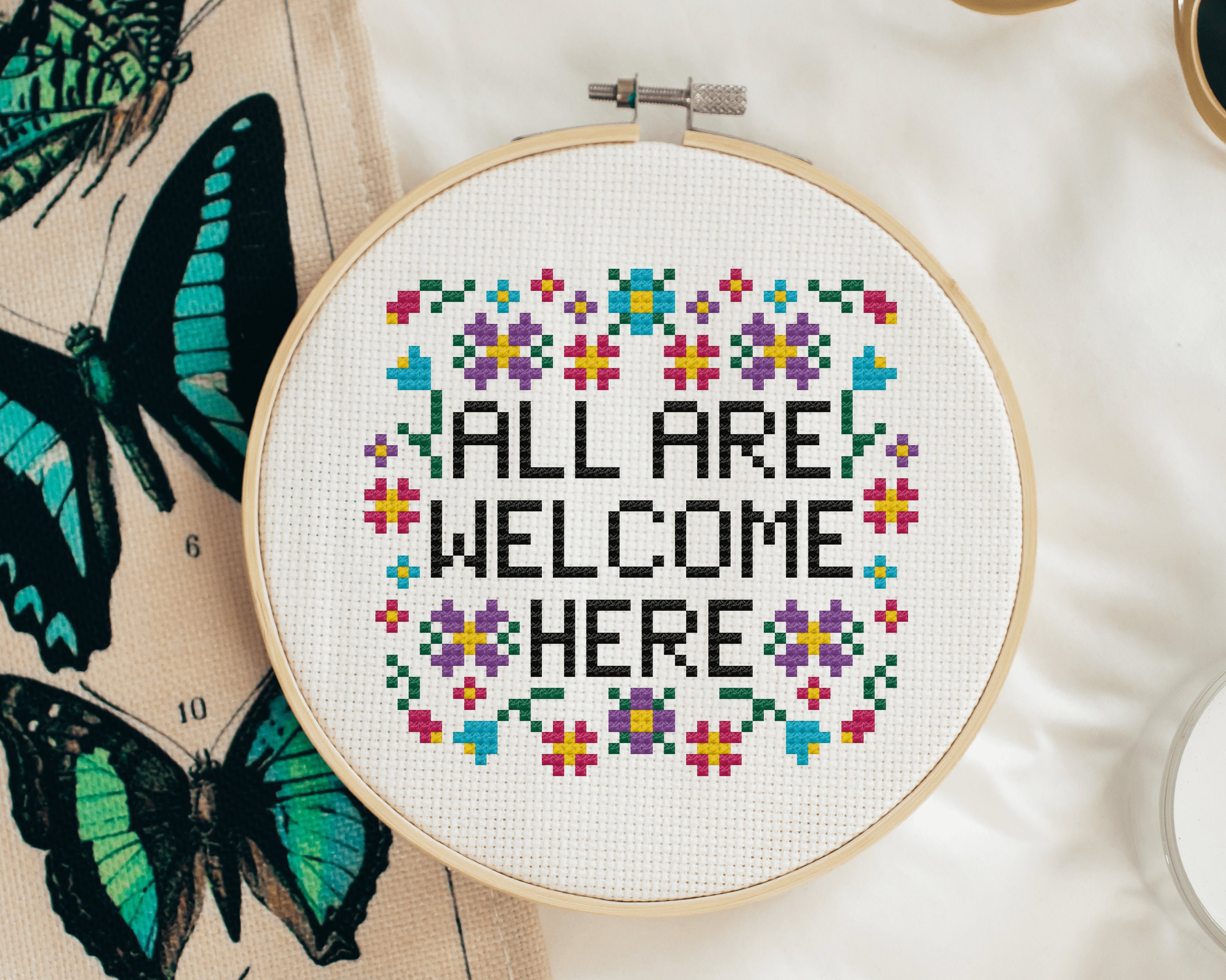 All Are Welcome Here Cross Stitch Pattern, Cross Stitch Pattern PDF ...