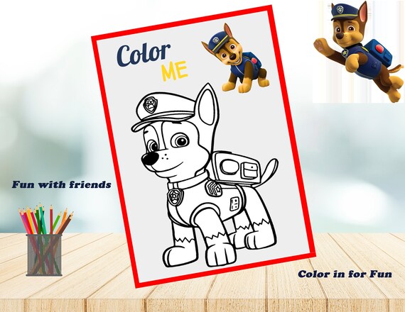 Paw Patrol Chase Printable Coloring Page Coloring Fun - Etsy Finland