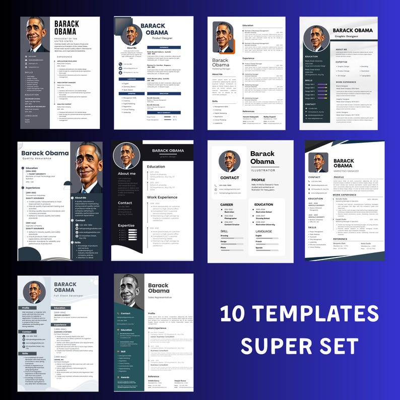 10 Professional Resume Templates for CANVA | With Photo| Modern ...