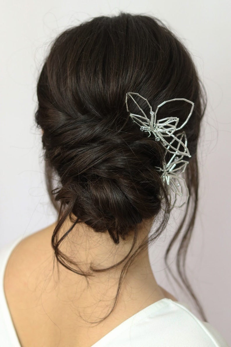 Minimal Modern Silver Leaf Hair Pins for Glamour City Bride - Etsy