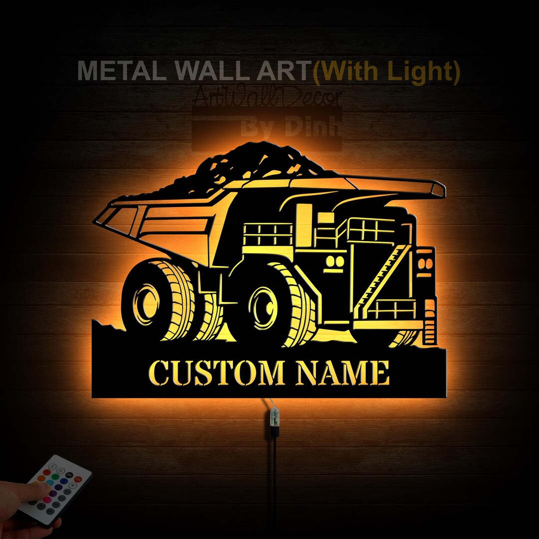 Personalized Haul Truck Metal Sign LED Lights Haul Truck Metal Wall Art ...