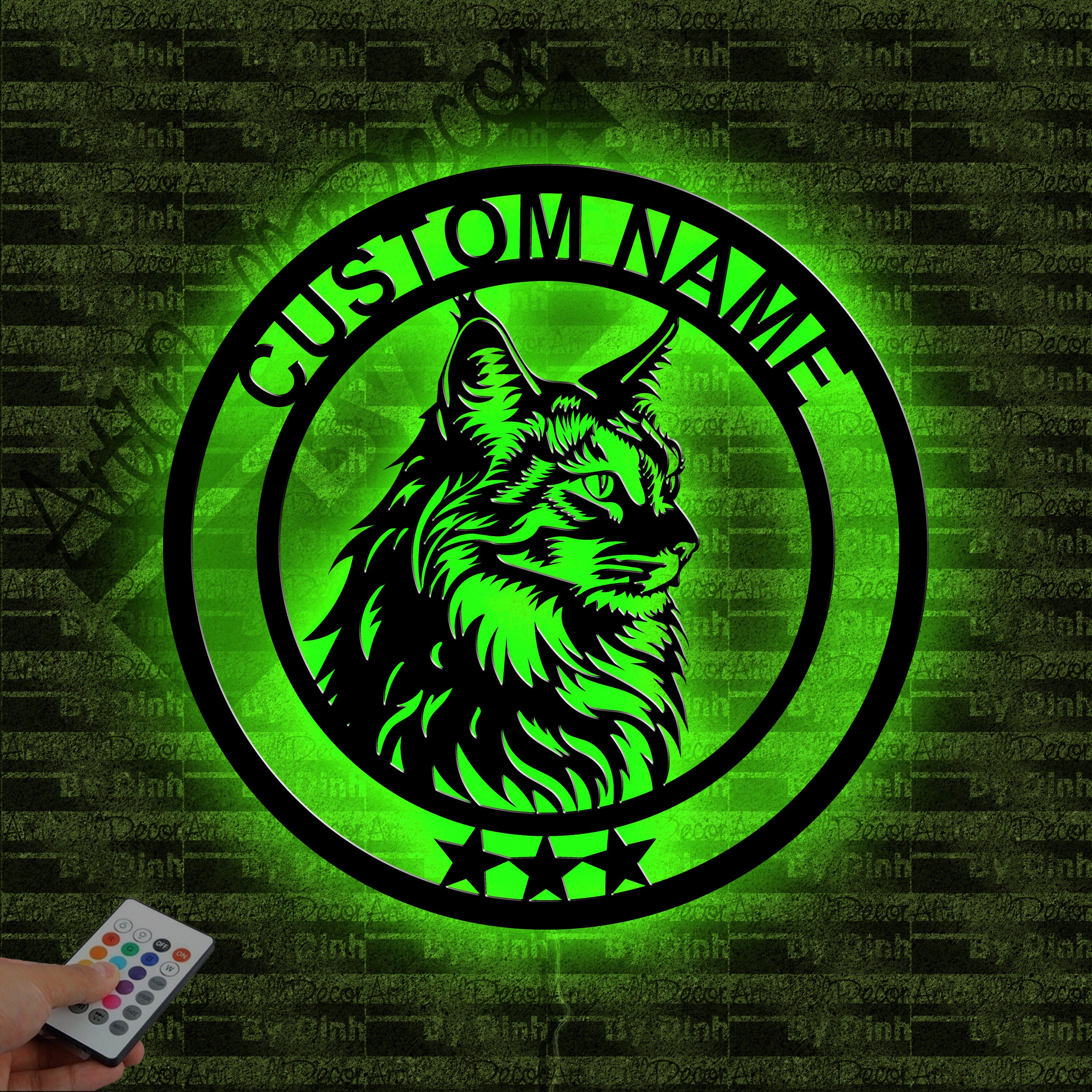 Custom Maine Coon Cat Metal Sign LED Light, Cat Metal Wall Art, Cat ...