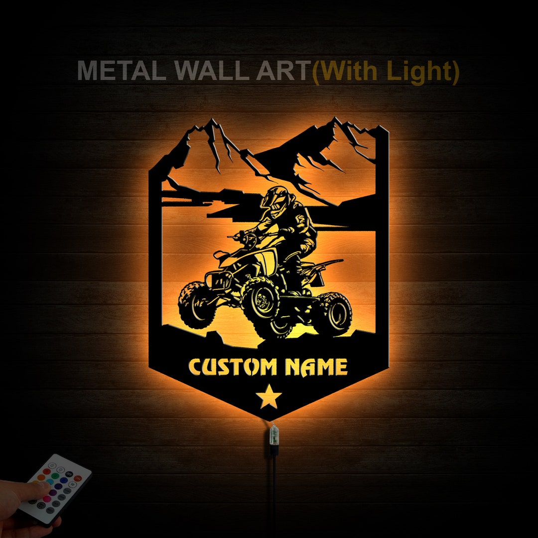 Custom ATV Quad Metal Sign LED Light, off Road Metal Wall Art, Quad ...