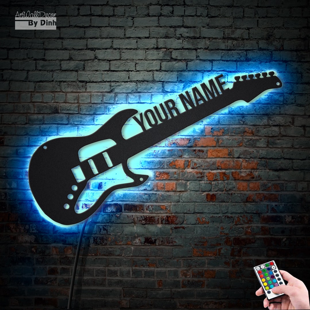 Personalized Guitar Bass Metal Wall Decor Led RGB - Perfect for ...