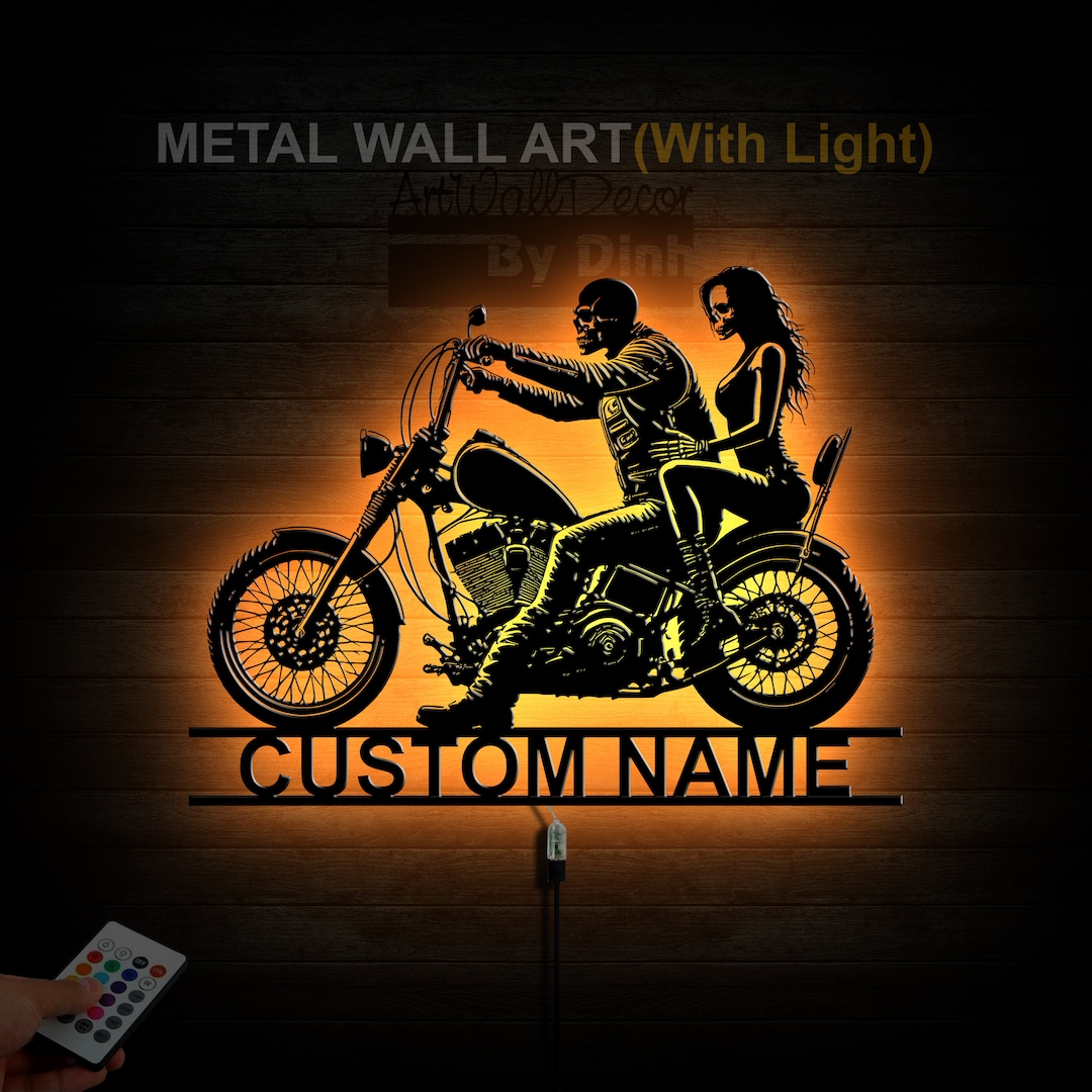 Custom Chopper Garage Sign LED Light Motorbike Garage Name Sign Chopper ...