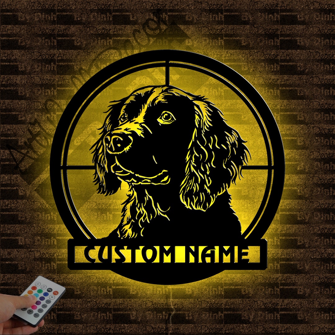 Custom American Water Spaniel Metal Sign LED Light, Water Spaniel Metal ...