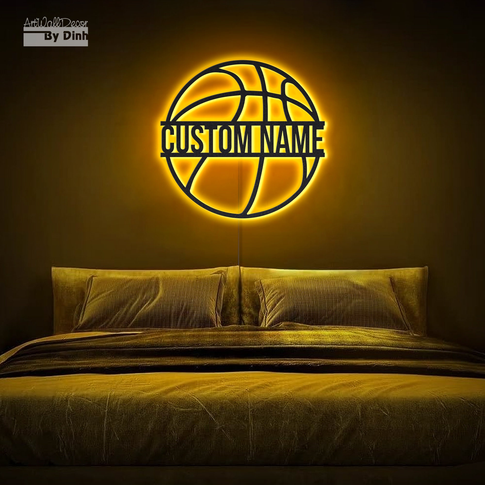 LED Light up Basketball Metal Wall Art Home Decor for Boys - Etsy