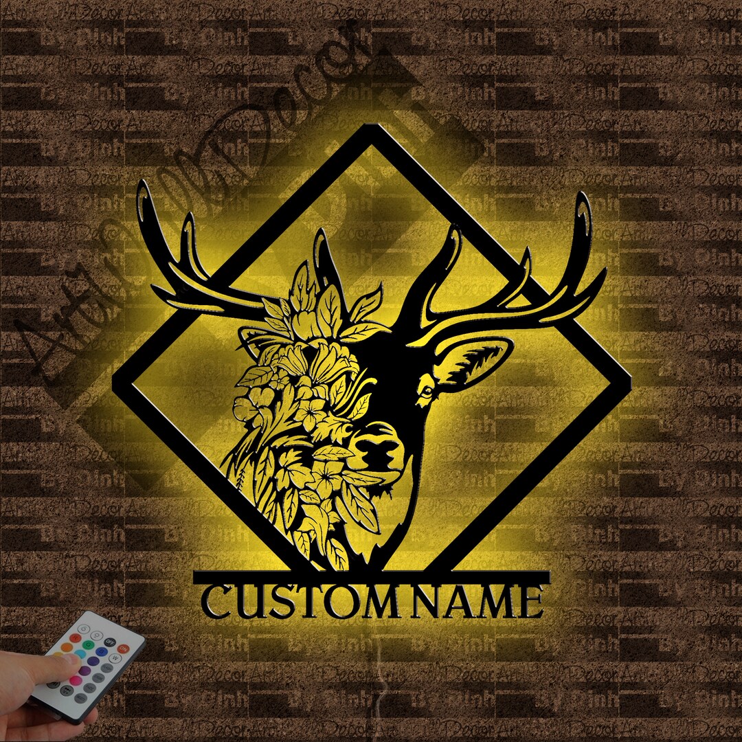 Personalized Deer Hunting Metal Sign LED Lights,custom Deer Hunting ...