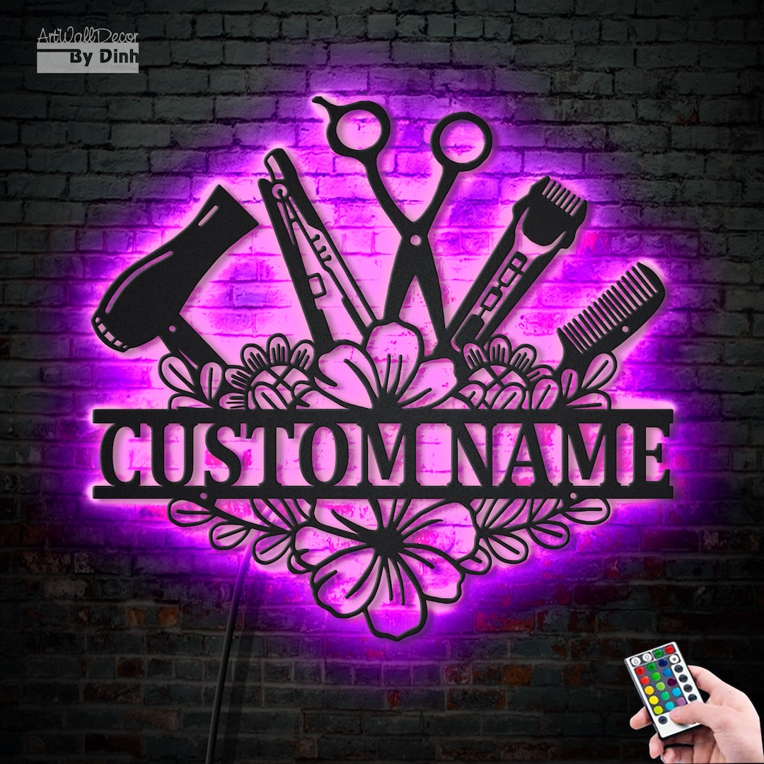 Personalized LED Neon Lights Metal Sign for Hairdresser Tools - Great ...