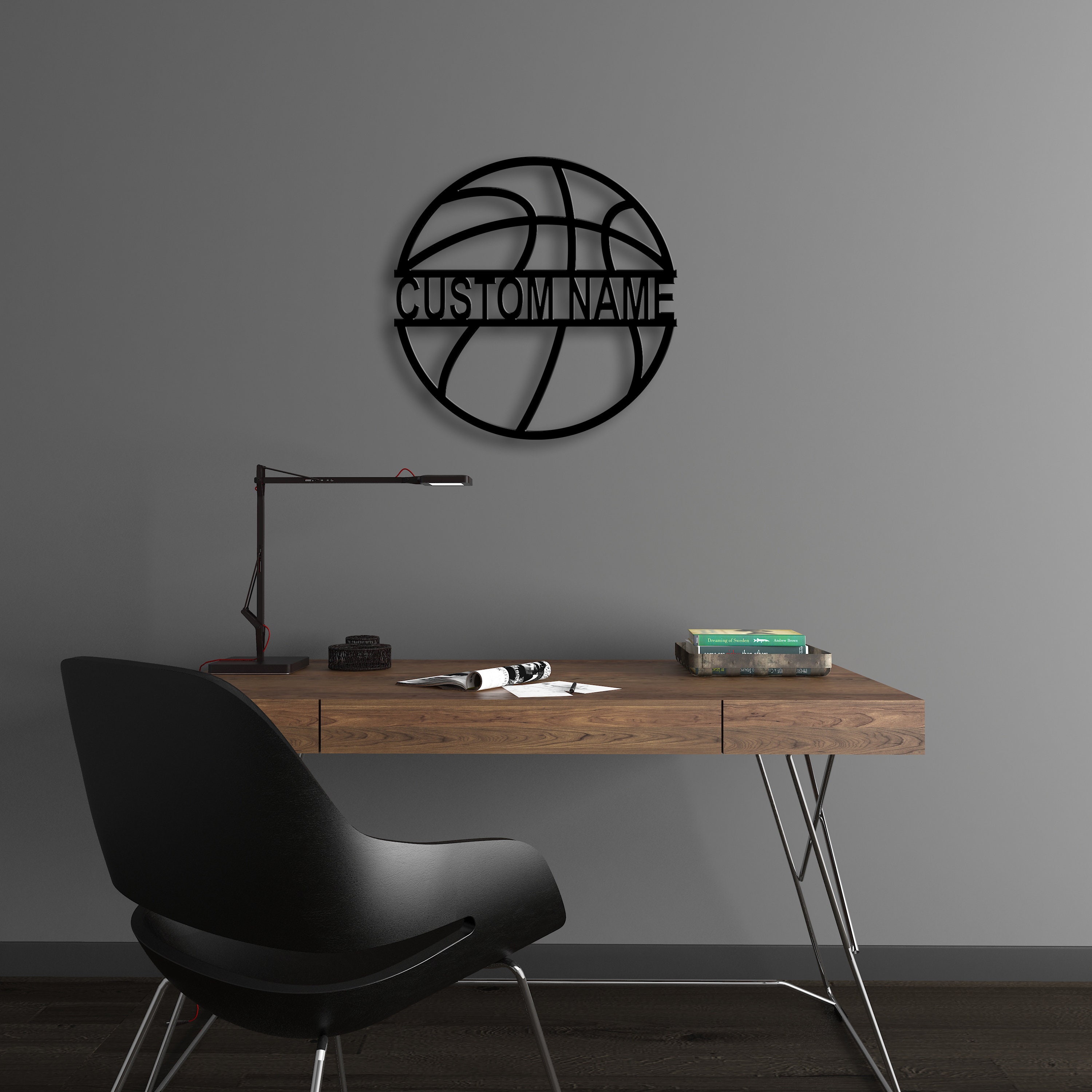 LED Light up Basketball Metal Wall Art Home Decor for Boys and Girls ...