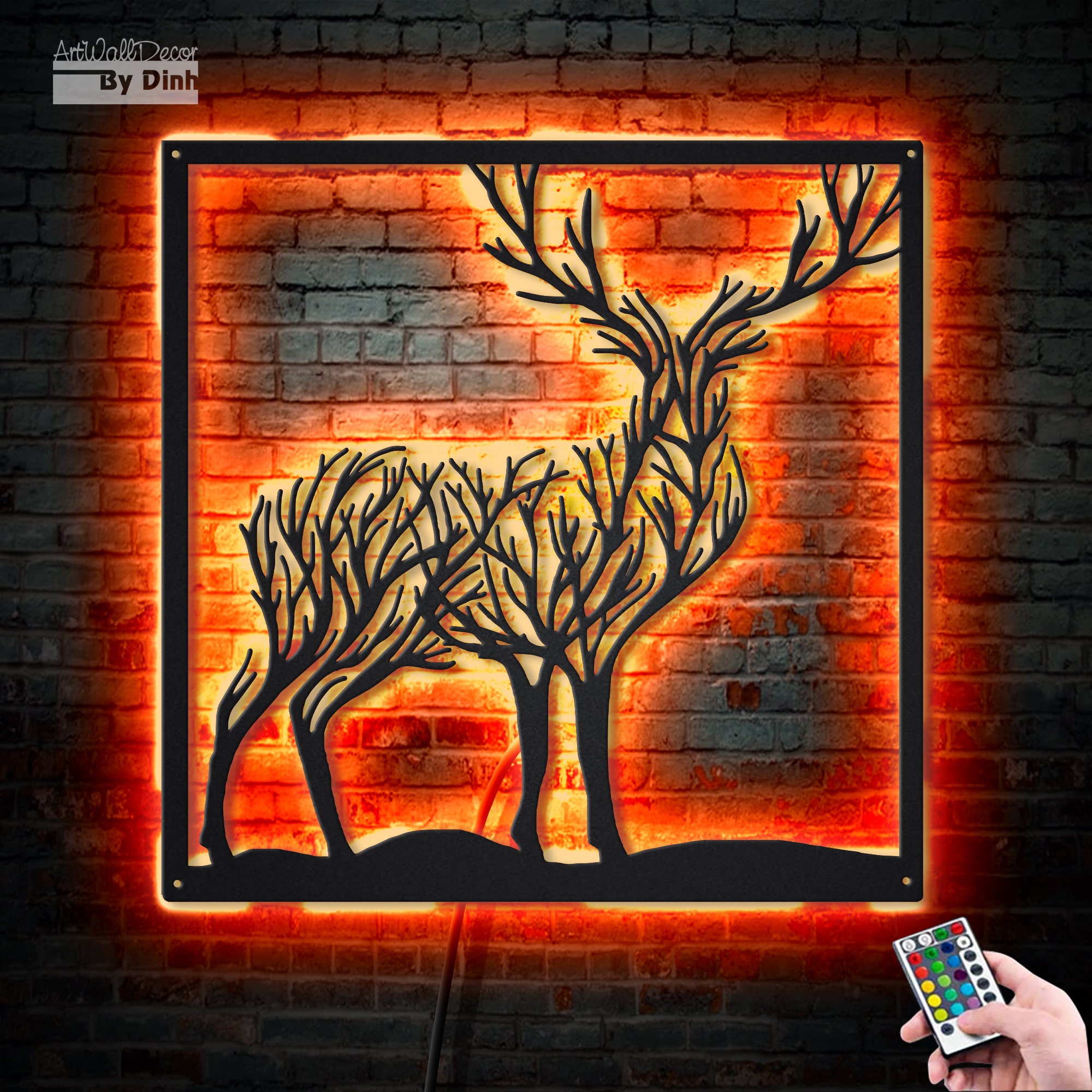 Deer Nature Wall Art, Hunting and Wildlife Theme Decor, Mountain and ...