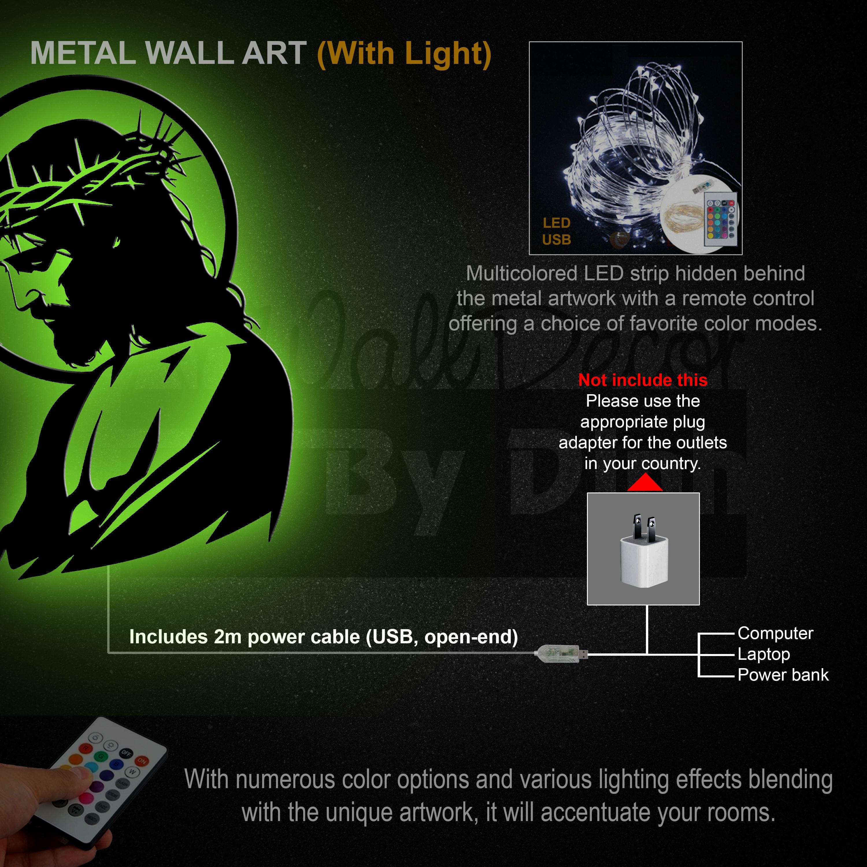 Jesus Christ LED Metal Wall Art, Jesus Head Down Silhouette, Religious ...
