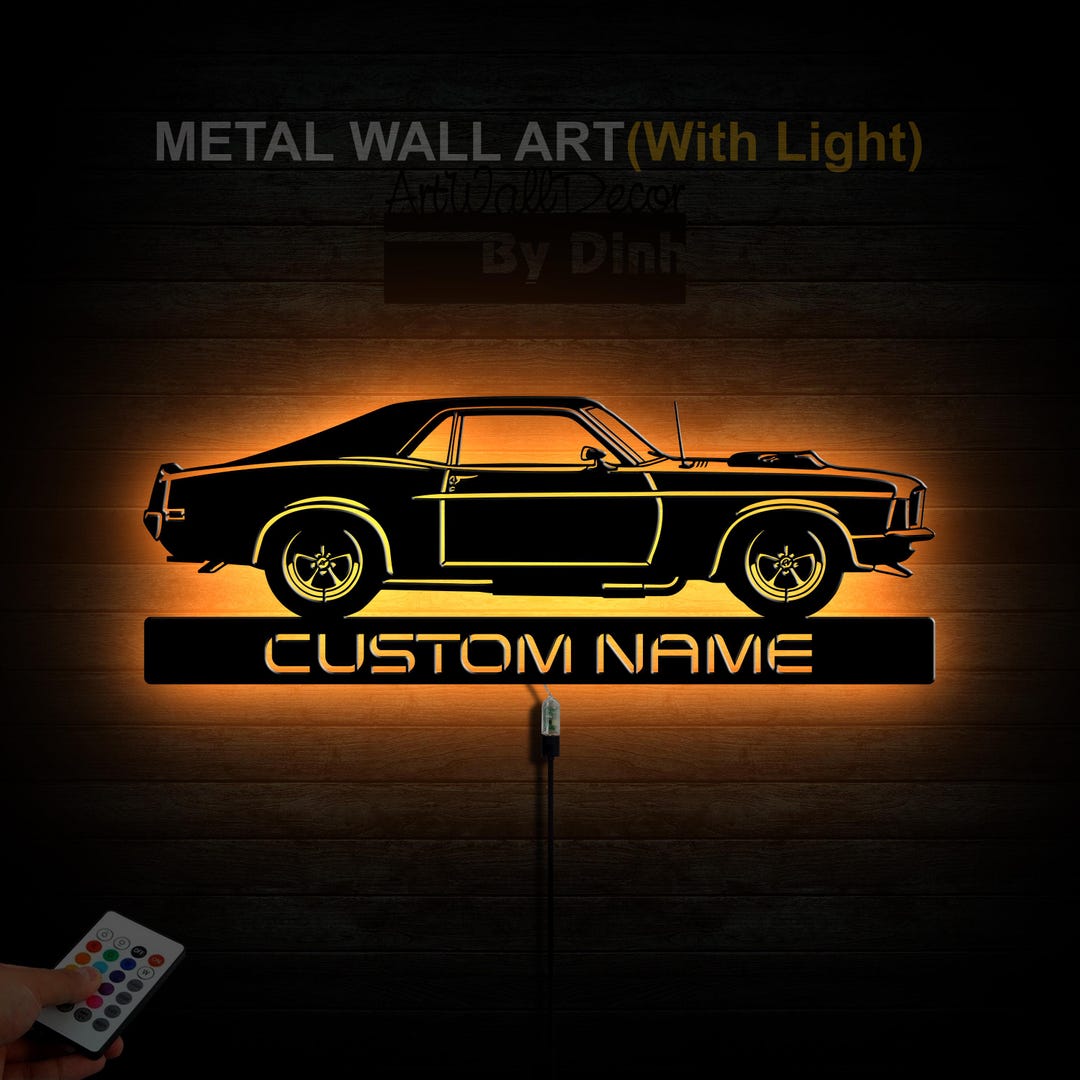 Personalized Muscle Car Garage Metal Sign LED Light Vintage Car Metal ...