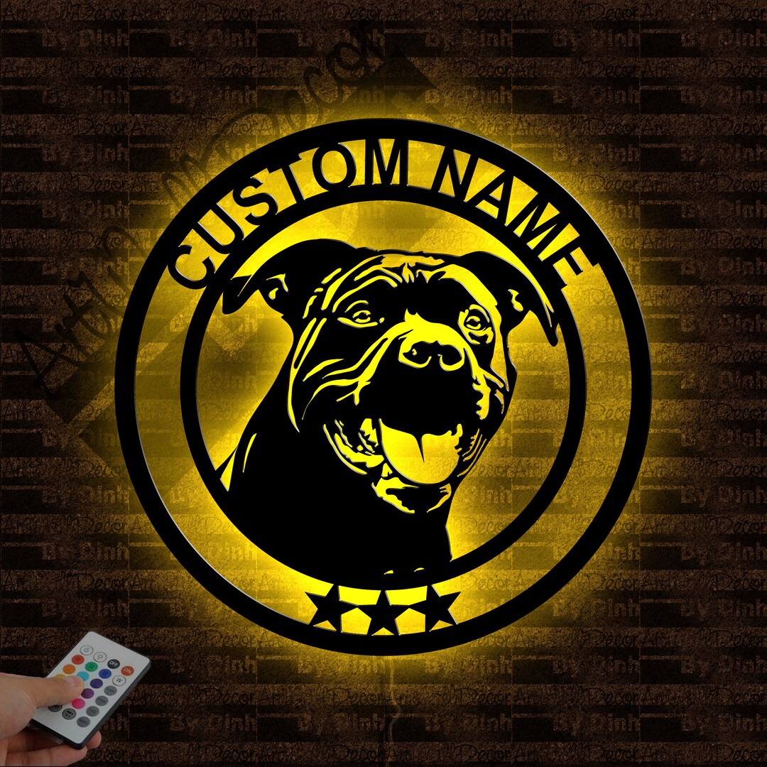 Custom Funny Staffordshire Bull Terrier Dog Metal Sign LED Light, Dog ...
