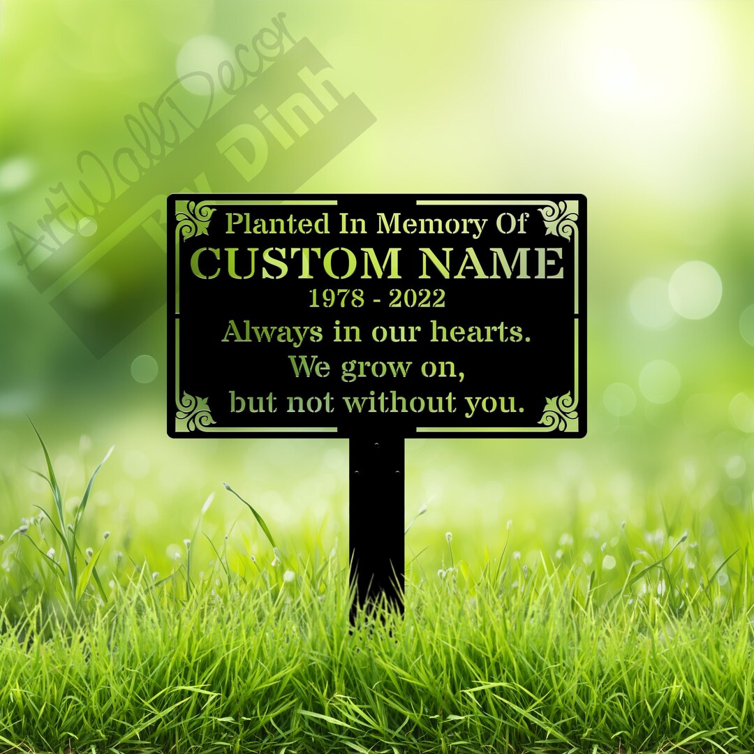 Personalized Memorial Tree Plaque With Stake Custom Metal Grave Marker ...