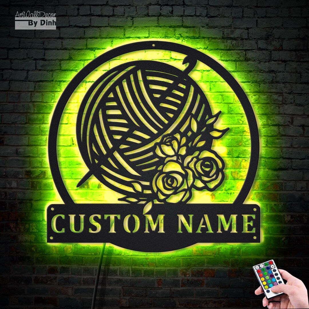 Floral Knitting Metal Wall Art With LED Light for a Perfect Birthday ...