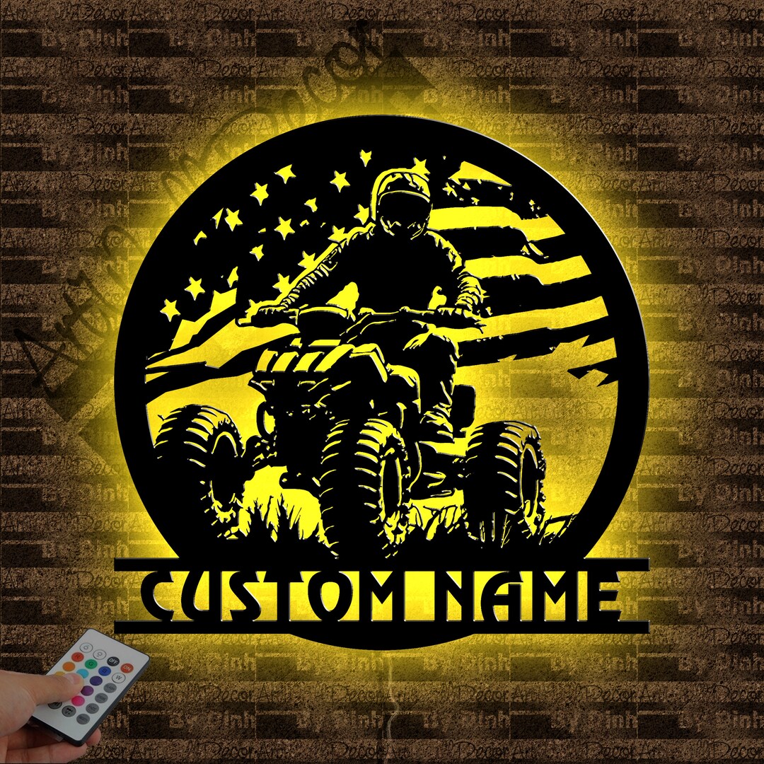 Personalized ATV Quad Metal Sign Led Light, ATV Metal Wall Art, ATV ...