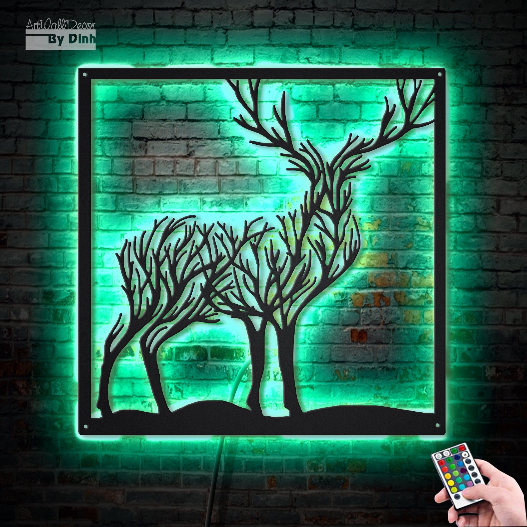 Deer Nature Wall Art, Hunting and Wildlife Theme Decor, Mountain and ...