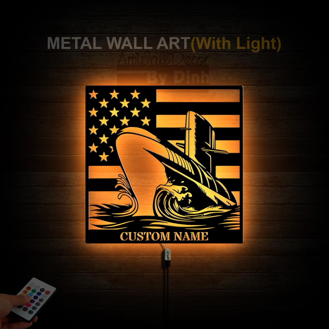 Personalized Submarine Metal Wall Art LED Light Submarine Metal Sign ...