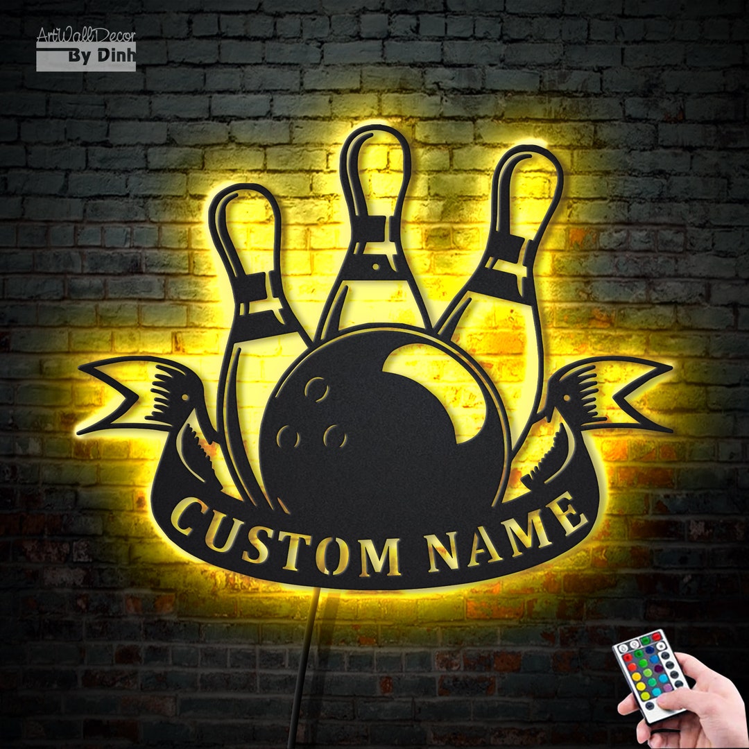 Bowling Ball Metal Wall Art With LED Light for Bowling Enthusiasts With ...