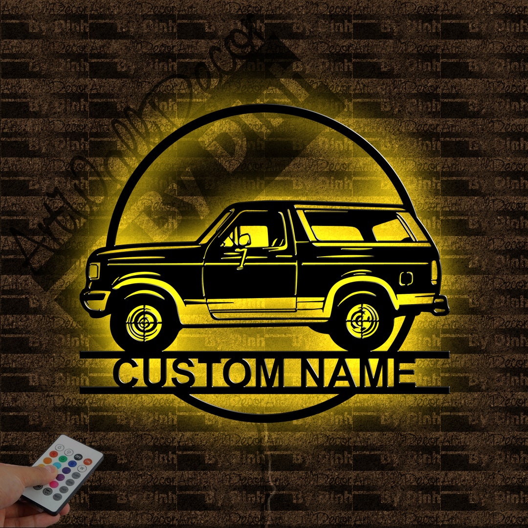 Personalized Garage Metal Sign LED Light, Classic Muscle Car Name Sign ...