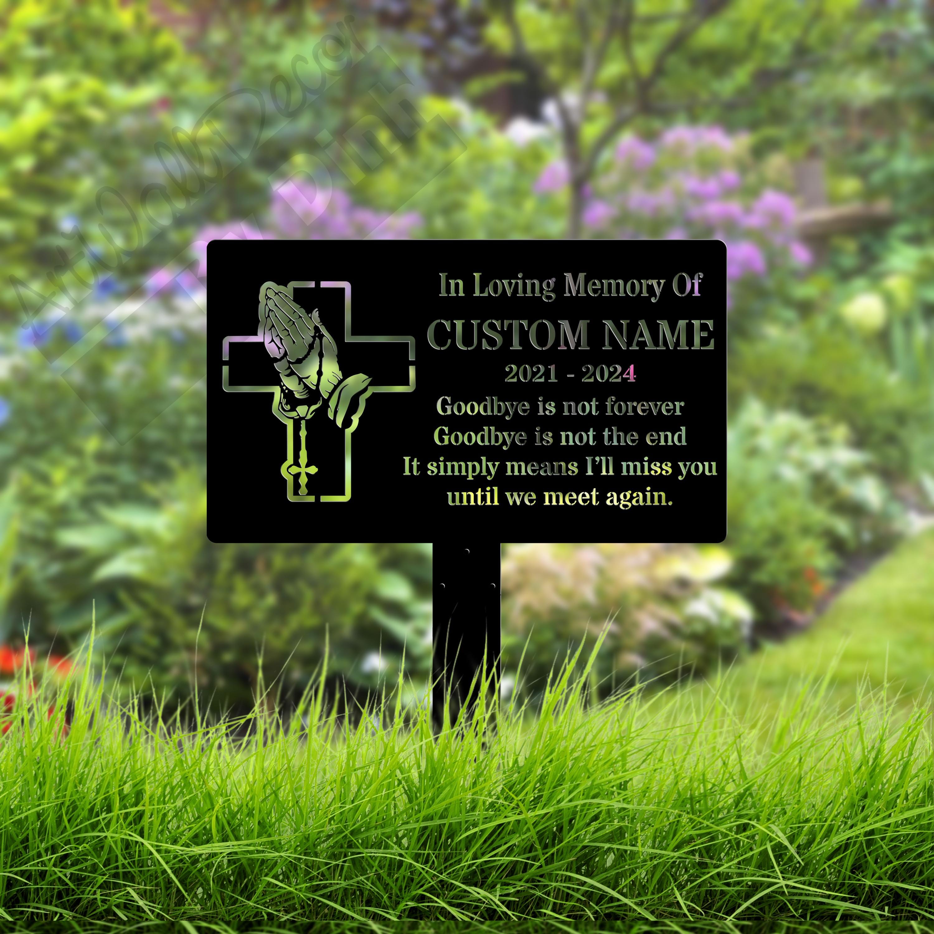 Praying Hands Memorial Plaque Stake Sturdy Metal Grave Marker ...