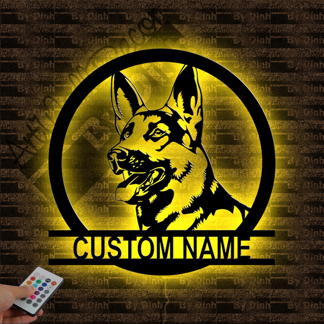 Personalized German Shepherd Metal Sign LED Light, Custom Dog Lover ...