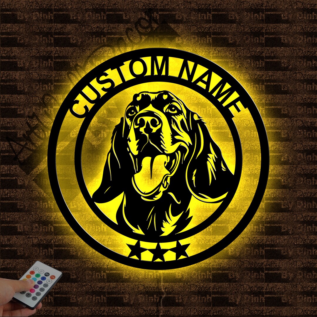 Custom Funny Bloodhound Dog Metal Sign LED Light, Dog Metal Wall Art ...