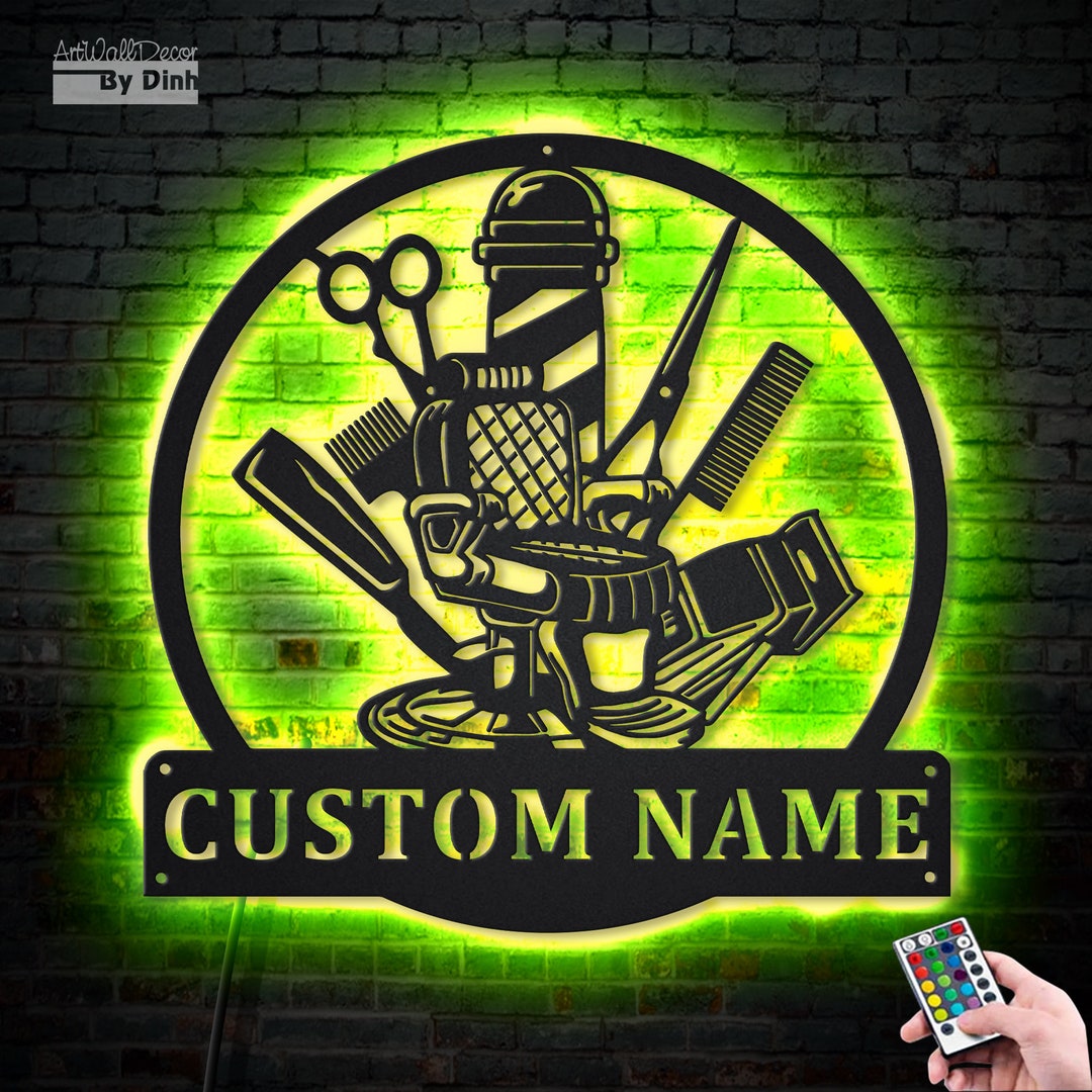 Personalized LED Metal Wall Art for Hair Stylists - Custom Name Sign ...