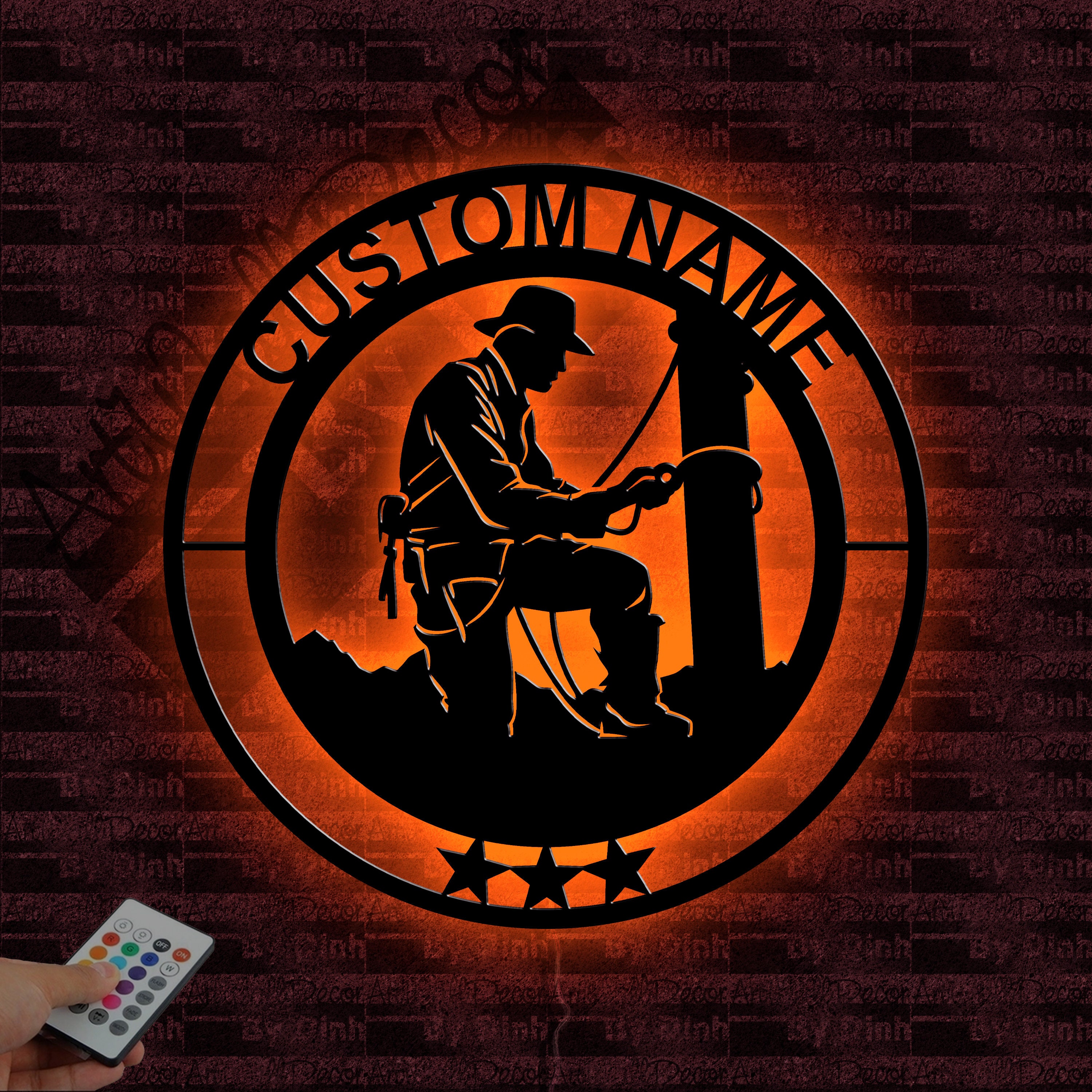 Custom Lineman Worker Metal Sign LED Light, Lineman Metal Wall Art ...