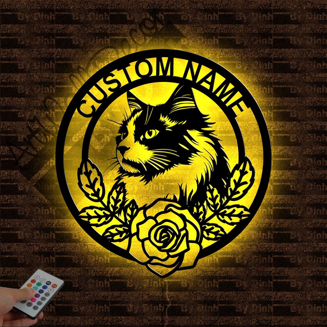 Custom Ragdoll Cat Metal Sign LED Light, Cat Metal Wall Art, Cat Wall ...