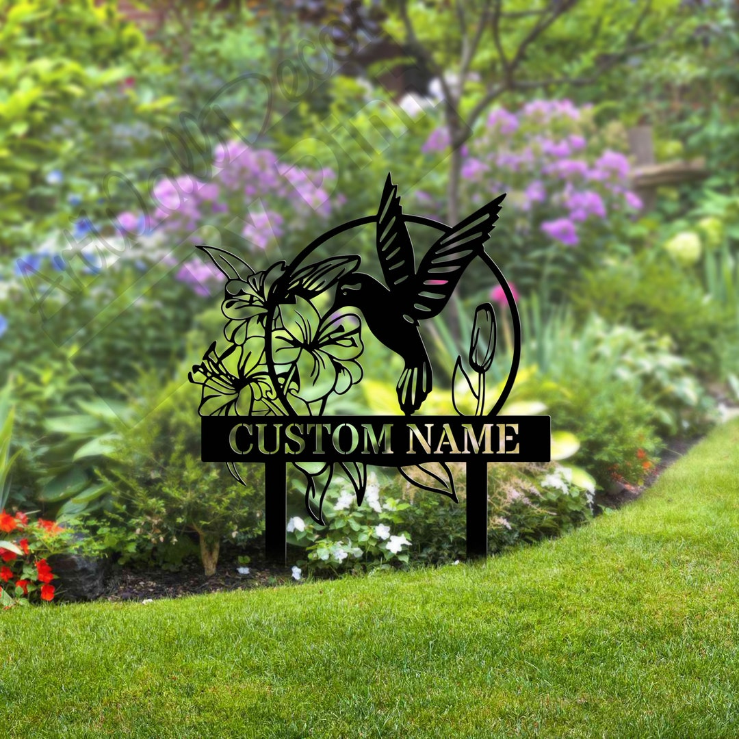 Custom Hummingbird Garden Metal Sign Bird With Stakes Garden,sign ...
