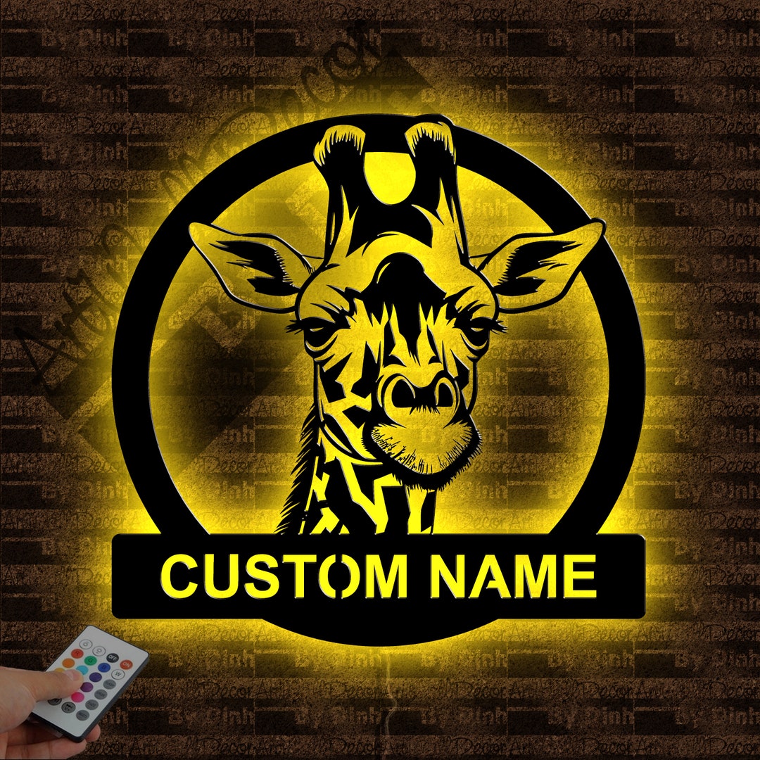 Giraffe Metal Wall Art LED Light, Giraffe Metal Sign, Custom Wildlife ...