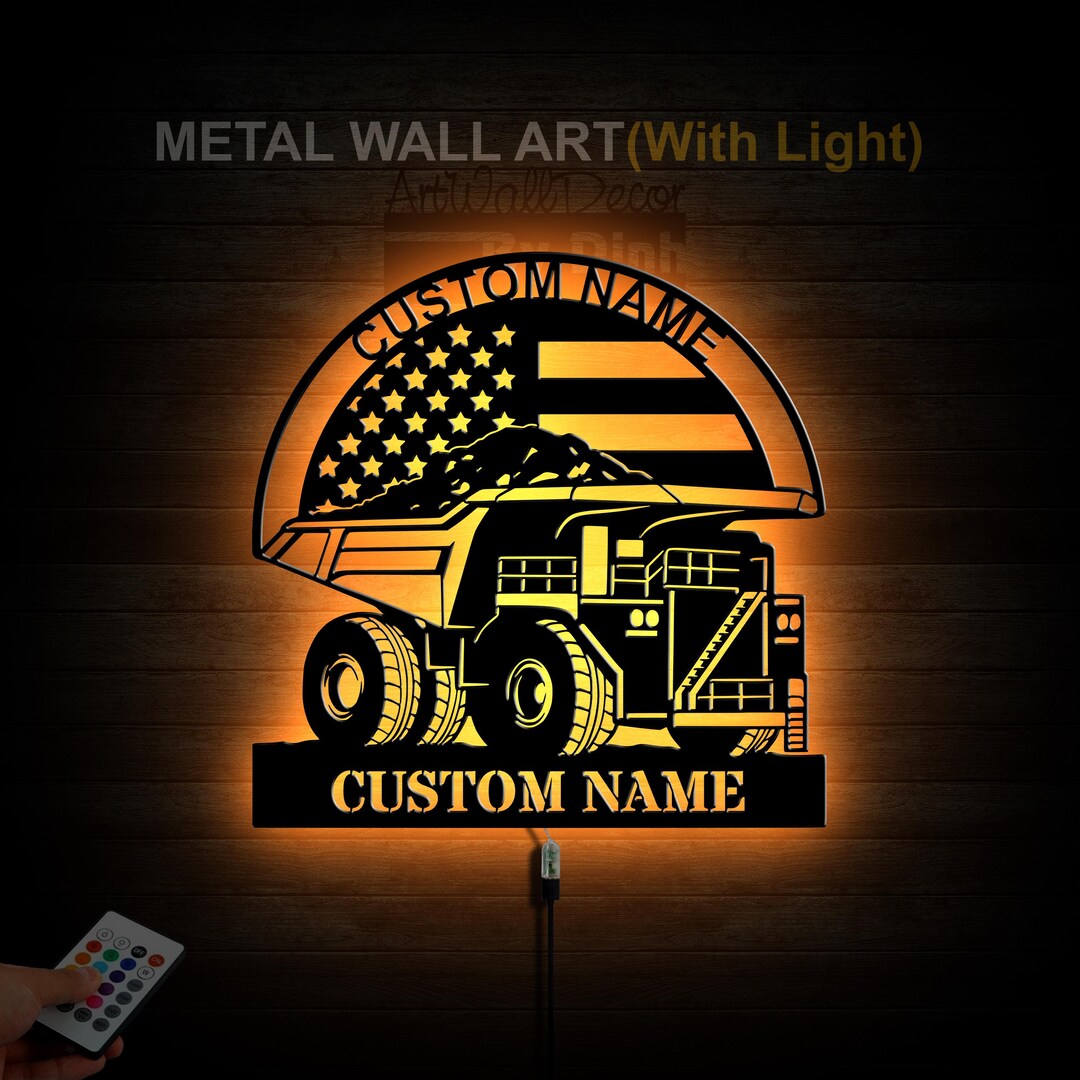 Personalized US Haul Truck Metal Sign LED Lights Haul Truck Metal Wall ...