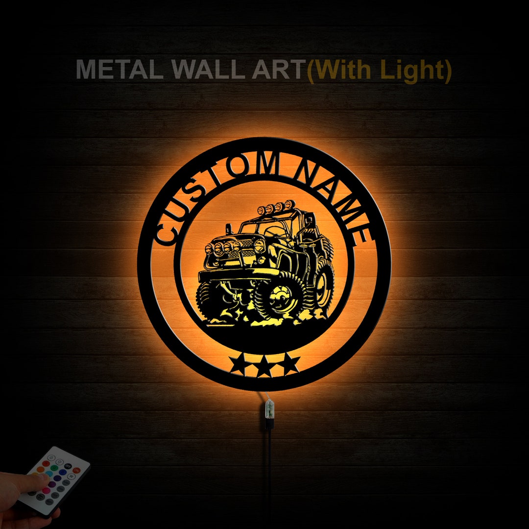 Custom off Road Metal Sign Led Light, off Road Metal Wall Art, off Road ...