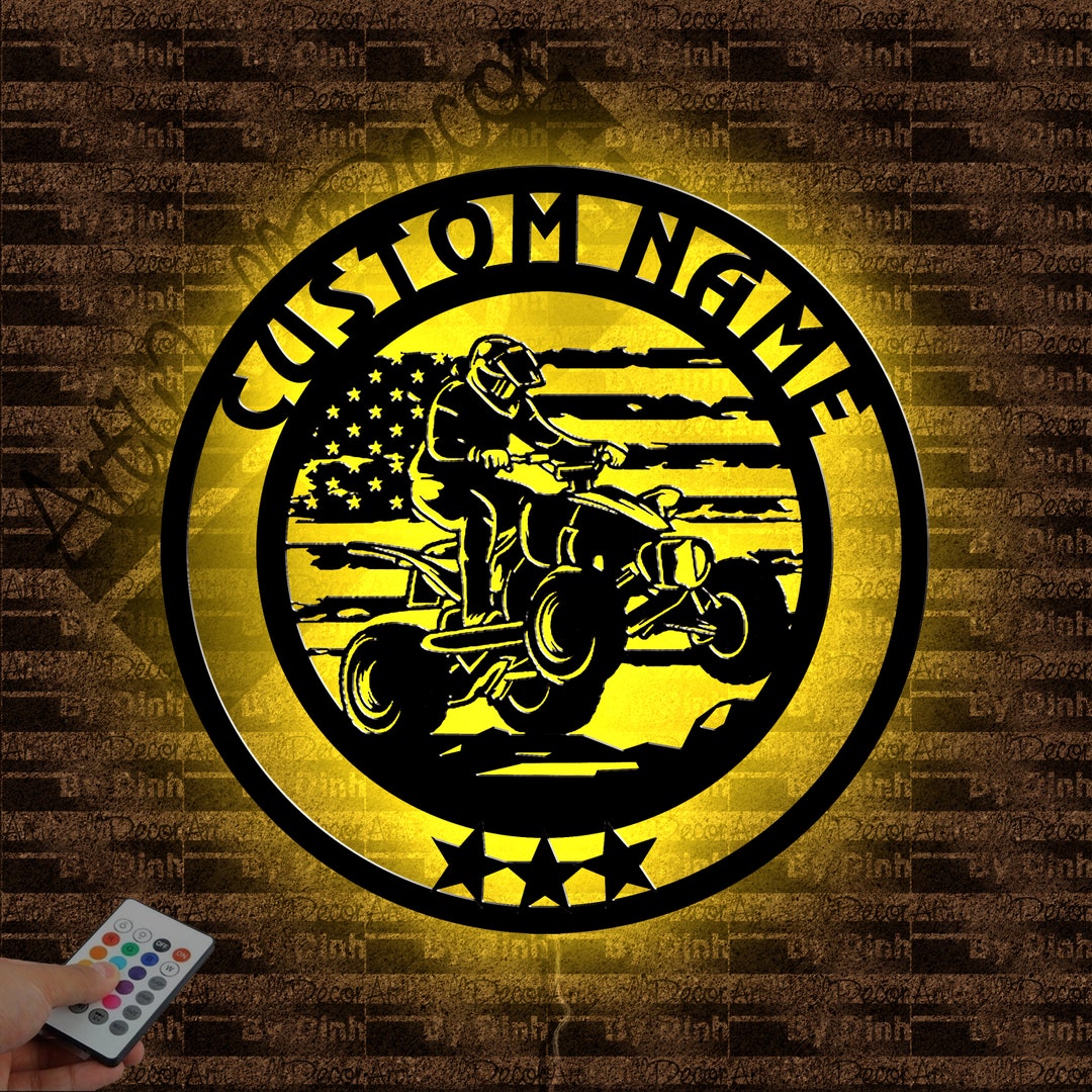 Personalized ATV Quad Metal Wall Art, Custom ATV Metal Sign, American ...