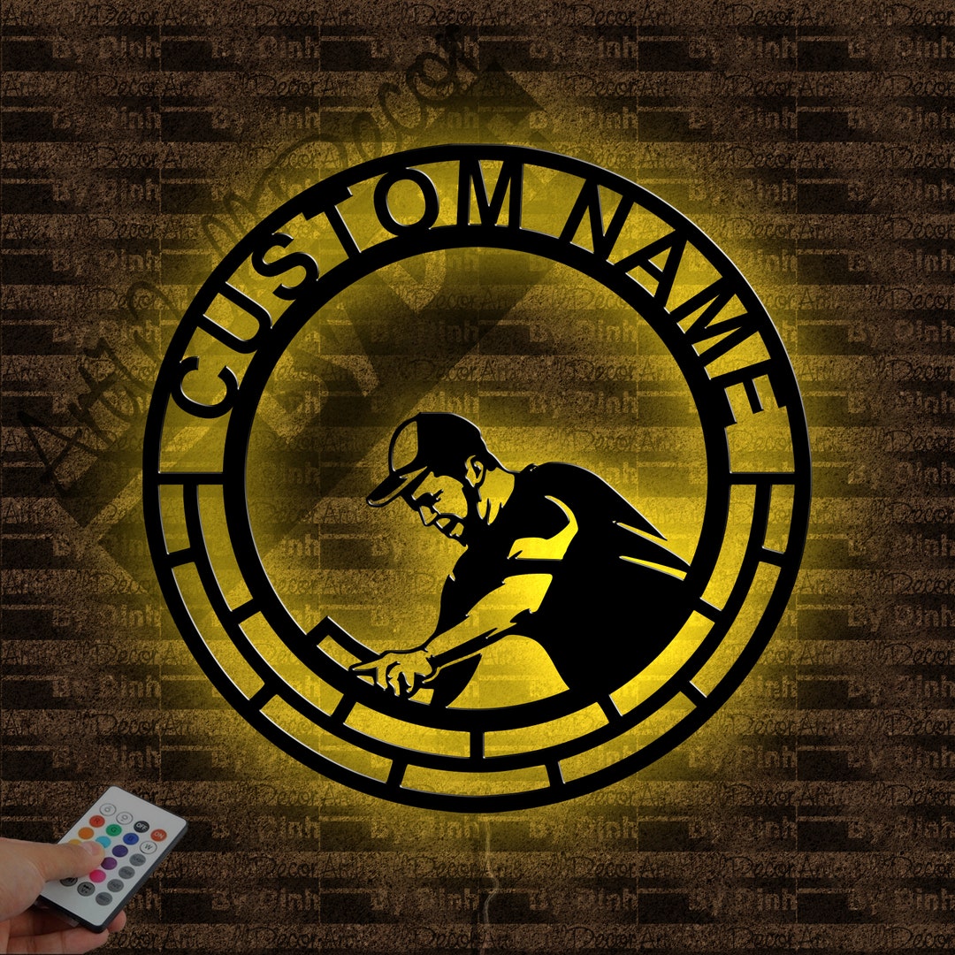 Personalized Bricklayer Metal Wall Art LED Light, Bricklayer Metal Sign ...