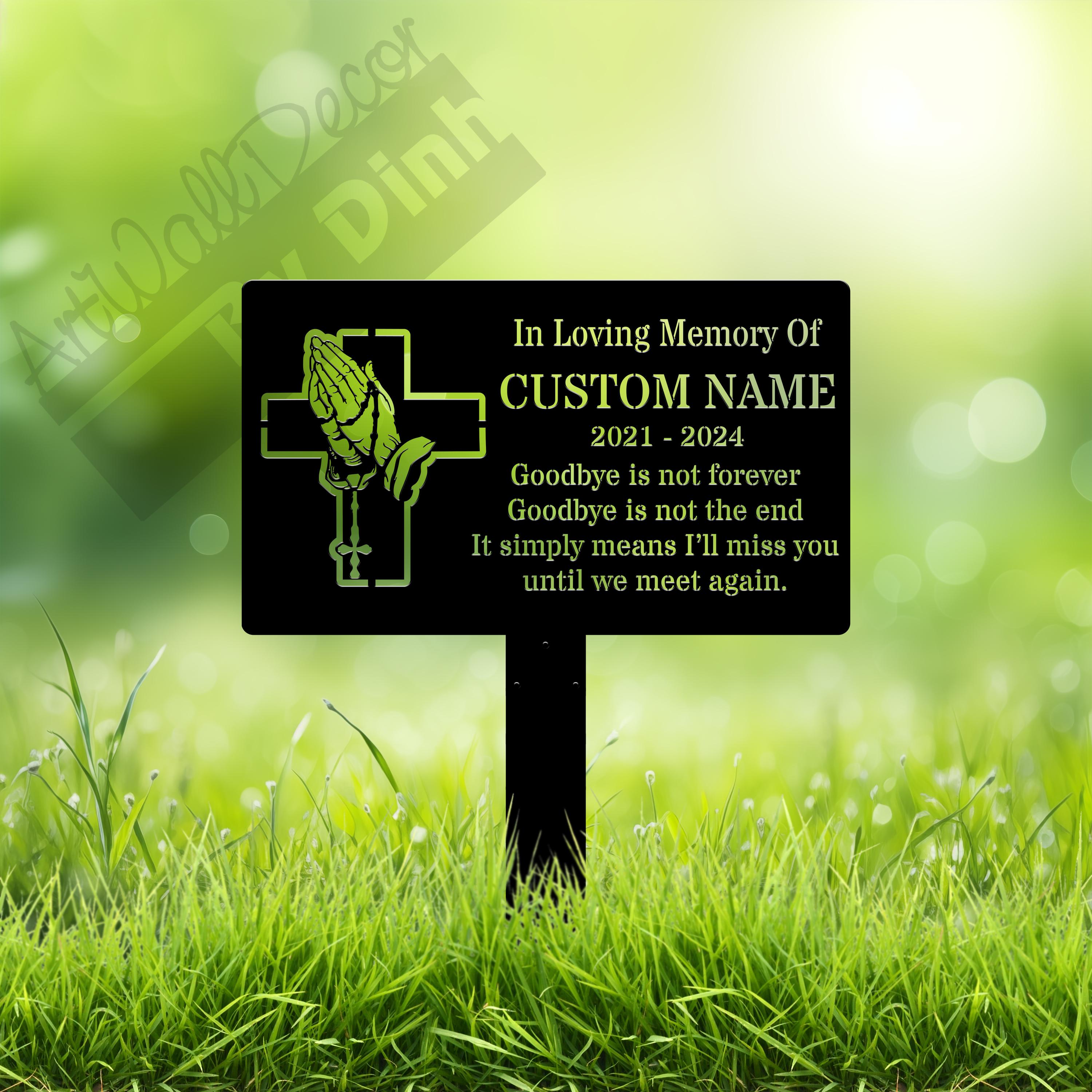 Praying Hands Memorial Plaque Stake Sturdy Metal Grave Marker ...
