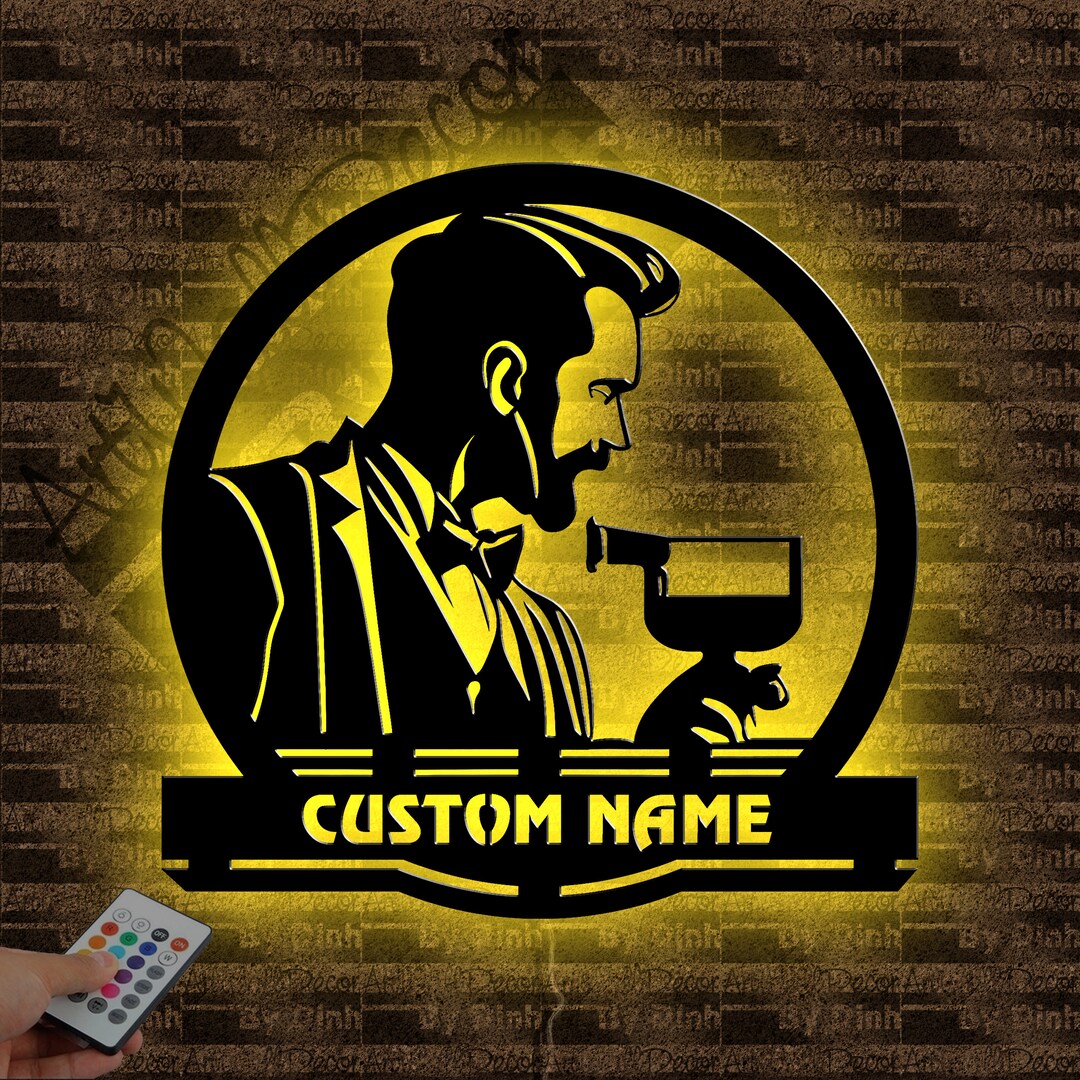 Personalized Bartender Led Light Sign, Bartender Metal Wall Art ...