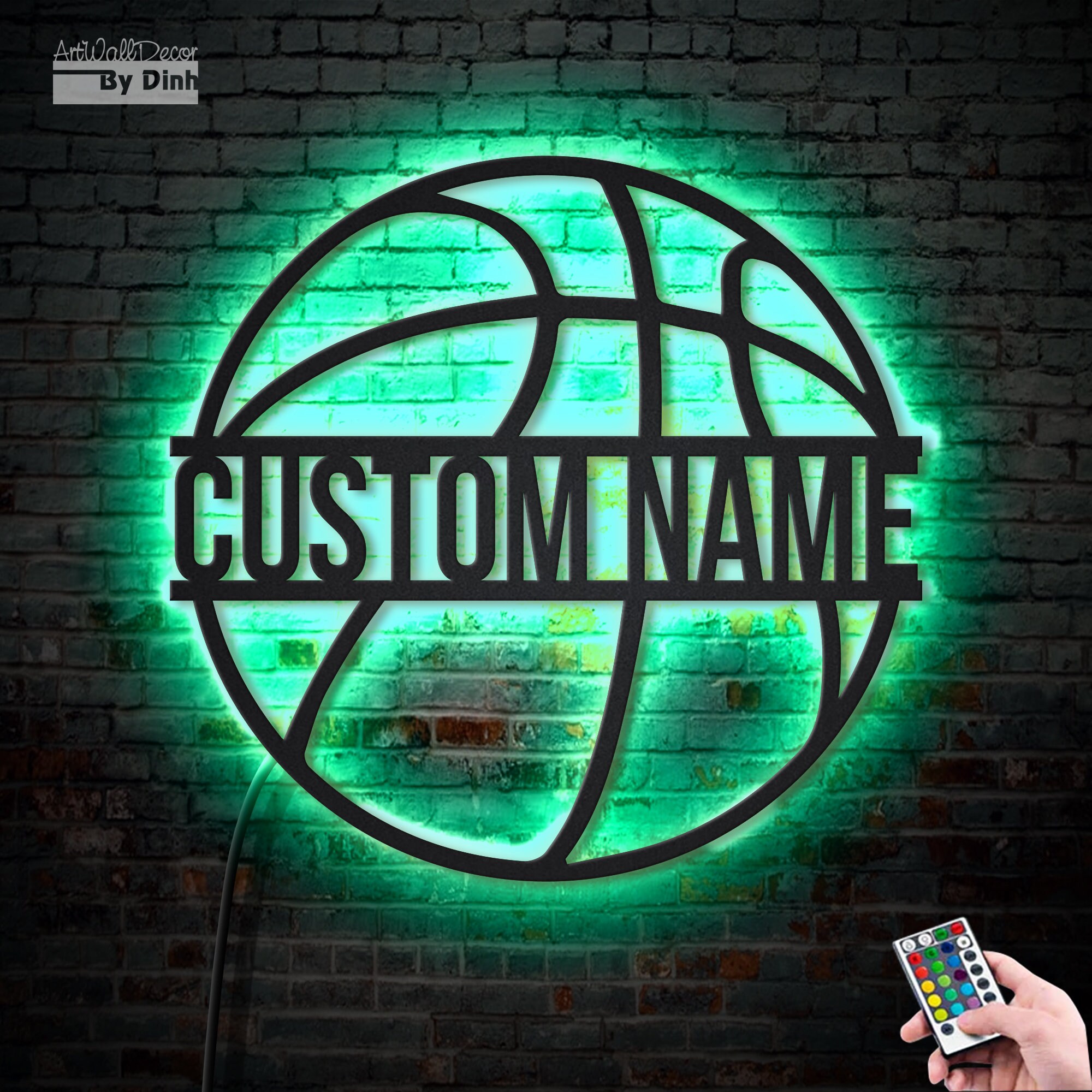 LED Light up Basketball Metal Wall Art Home Decor for Boys - Etsy