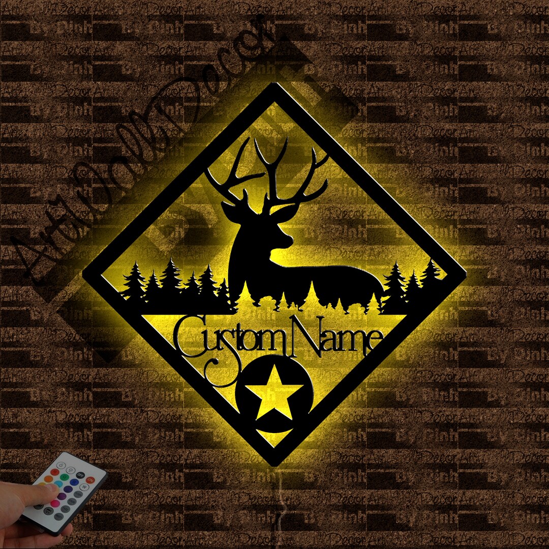 Personalized Deer Metal Sign LED Light, Merry Christmas Gift, Deer ...